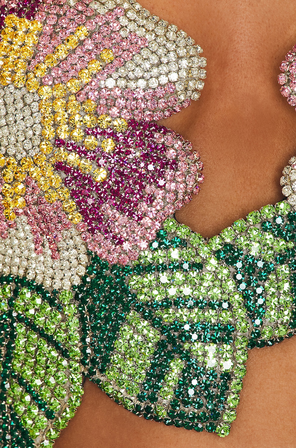 AREA Embroidered Crystal Flower Top in Multi | FWRD