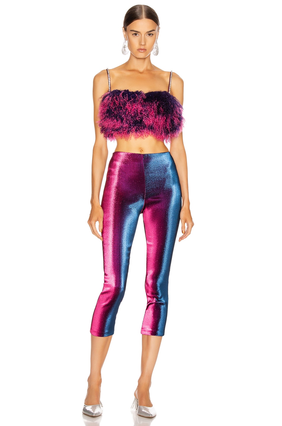 AREA Fur Bra in Violet & Fluo Pink | FWRD