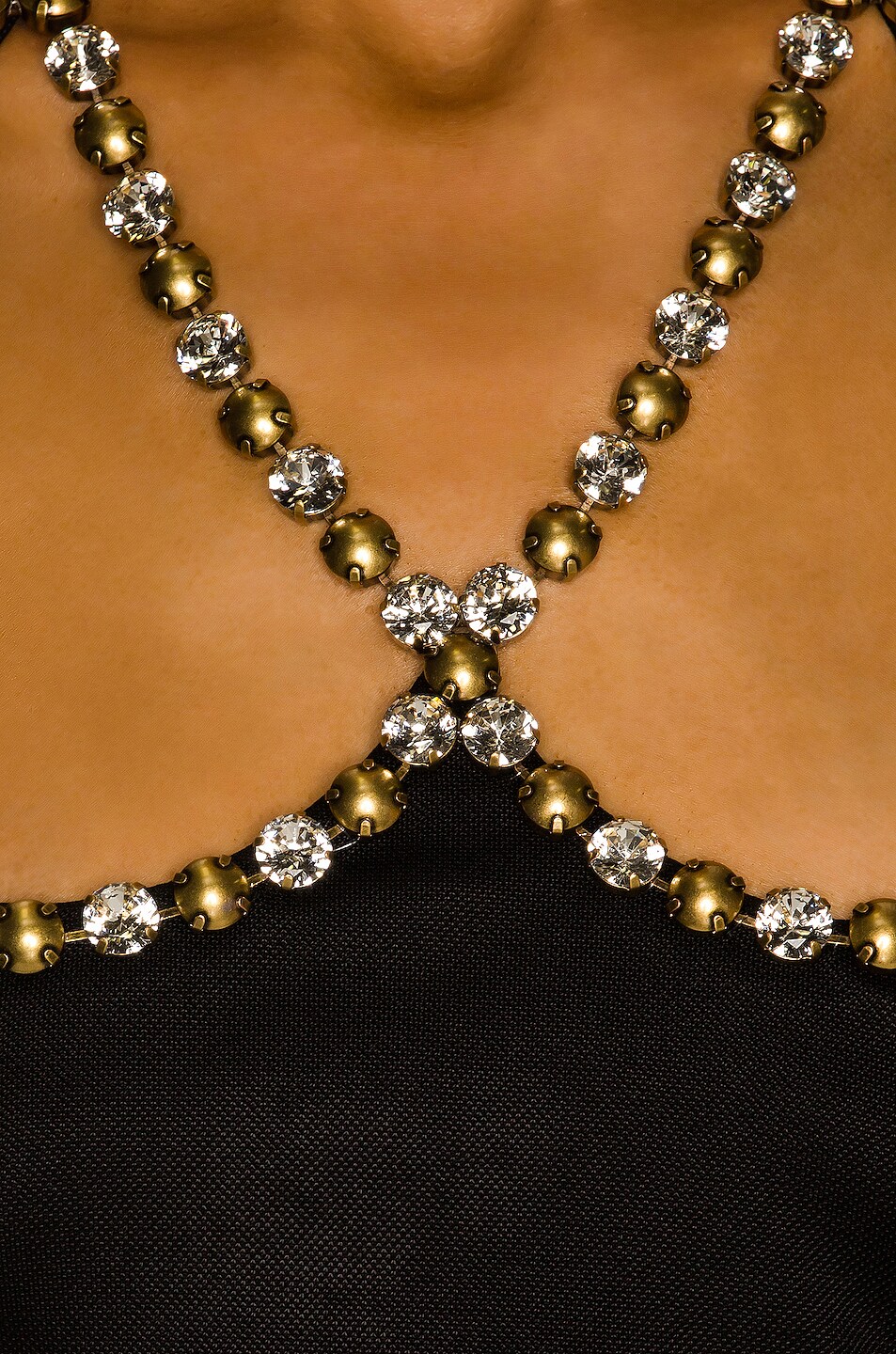 AREA Crystal Heart Halter Top in Black | FWRD