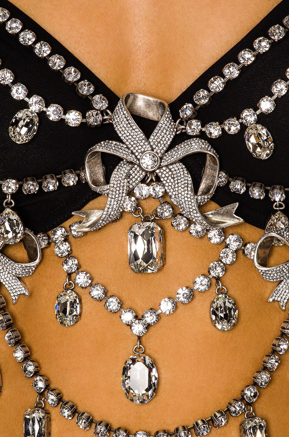 AREA Crystal Crown Jewel Bra Top in Antique Silver | FWRD