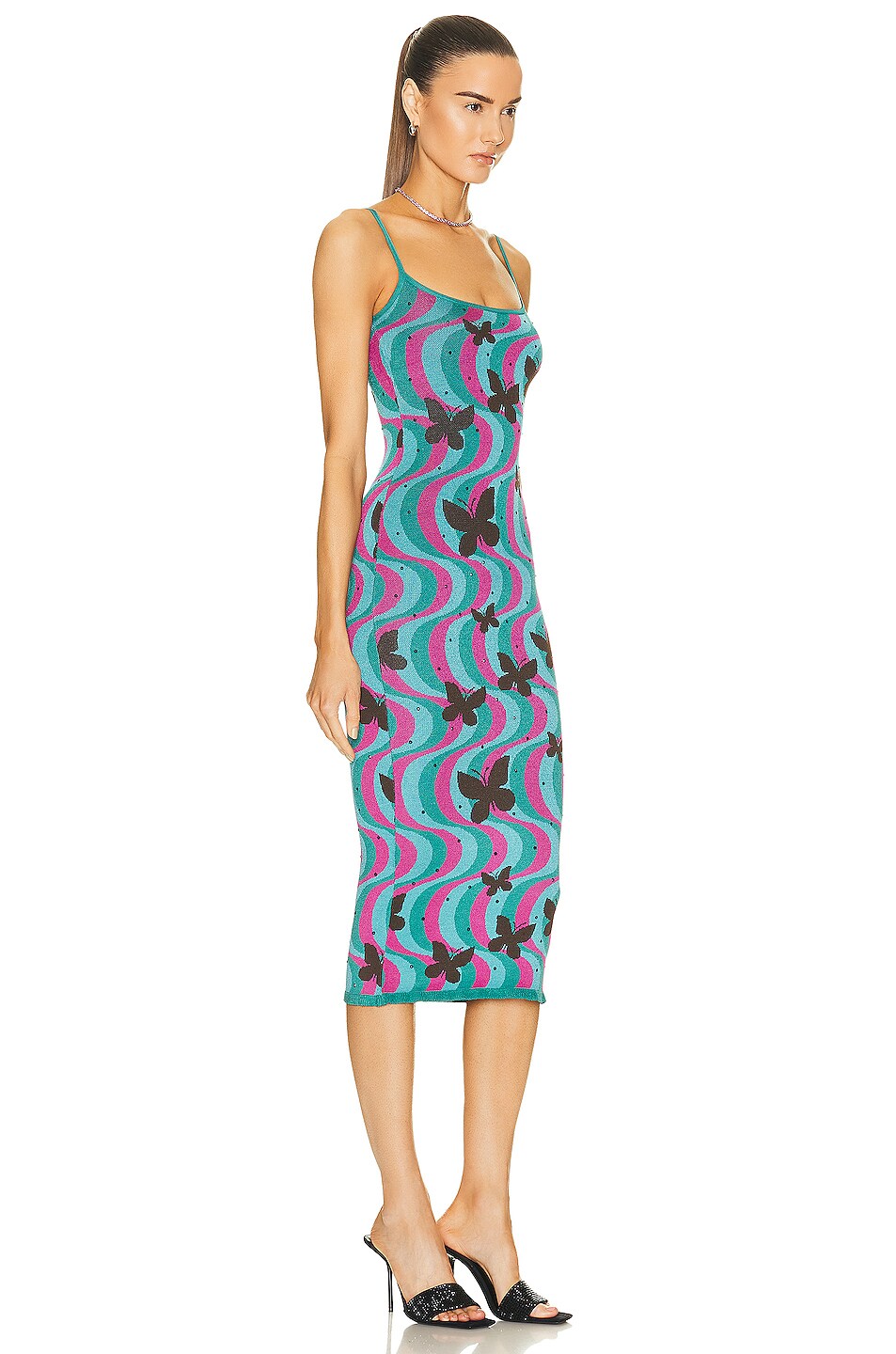 Alessandra Rich Jacquard Knit Midi Dress in Aqua & Multi | FWRD