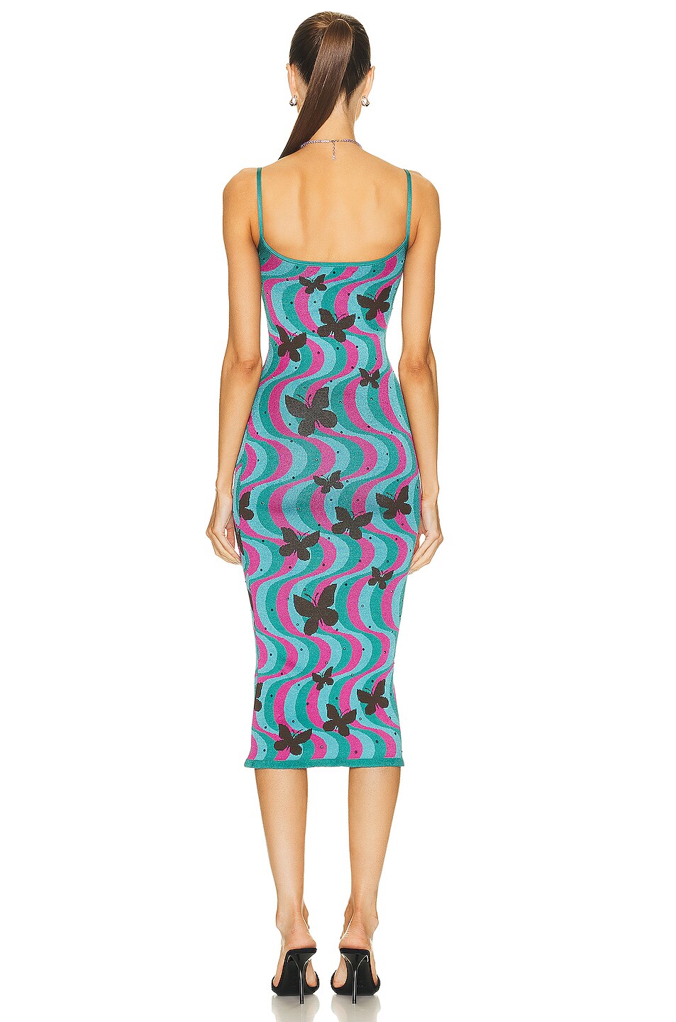 Alessandra Rich Jacquard Knit Midi Dress in Aqua & Multi | FWRD