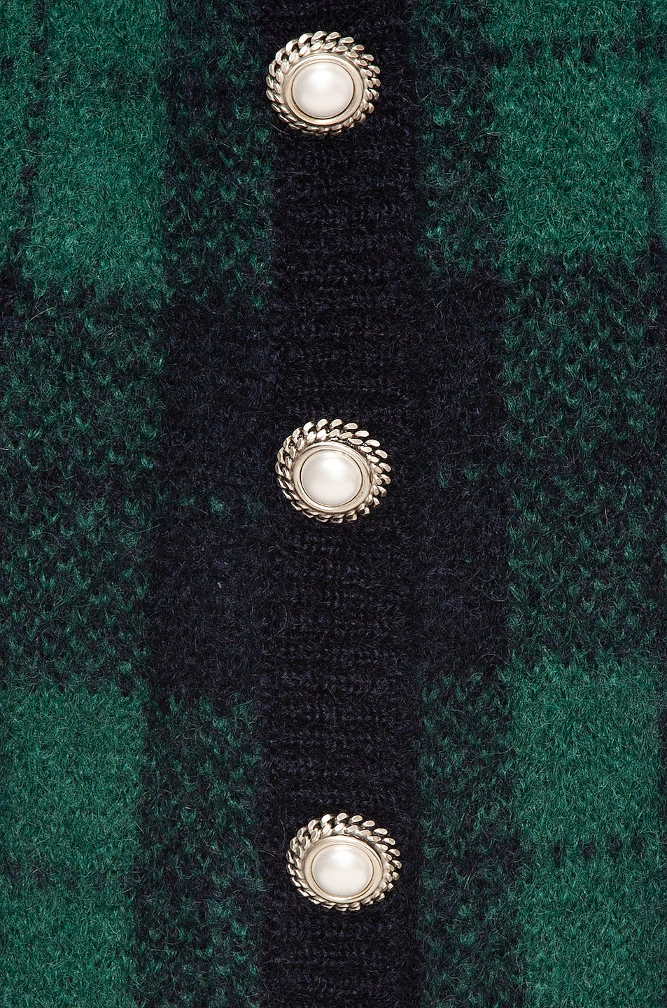 Alessandra Rich Tartan Brushed Knit Cardigan in Blue & Green | FWRD
