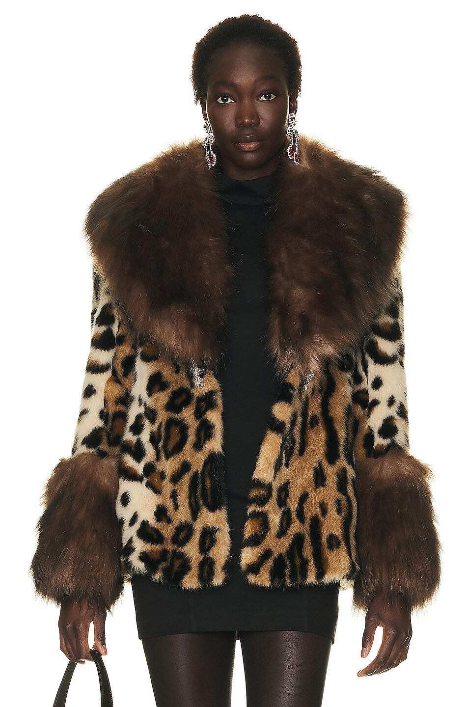 Alessandra Rich Faux Leopard Fur Coat in Beige | FWRD