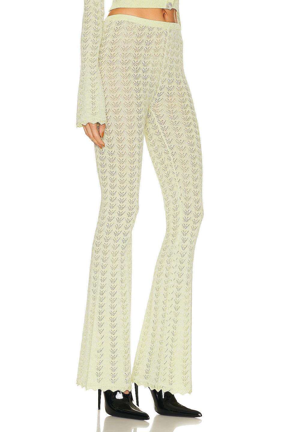 Alessandra Rich Lace Knit Flare Pants in Green | FWRD