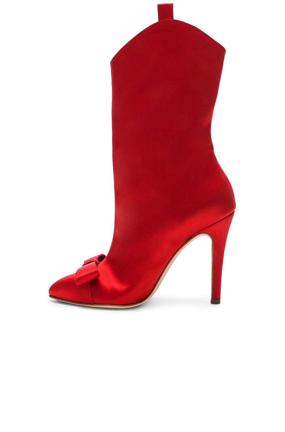 Alessandra Rich Satin Bow Boots in Red | FWRD