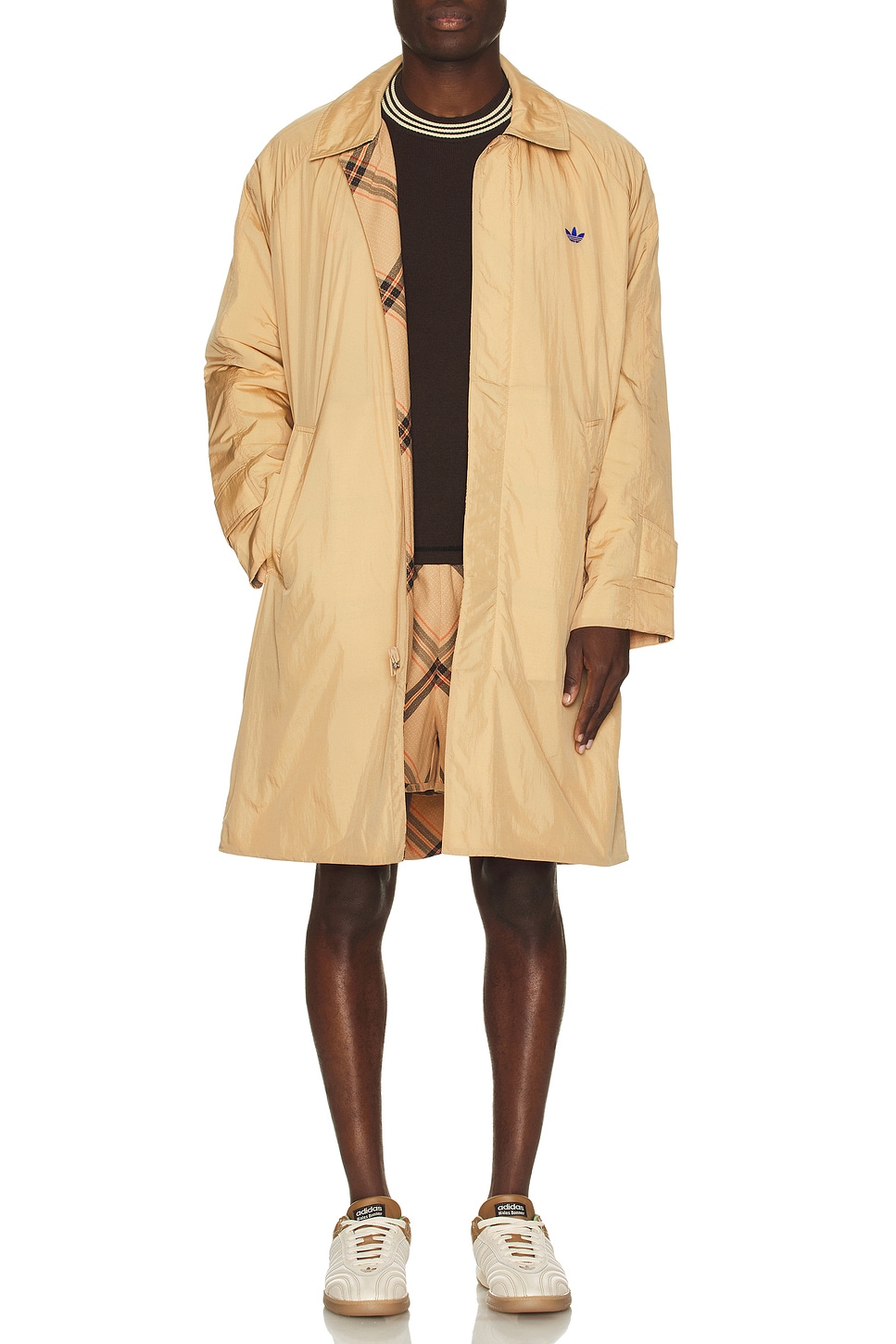 adidas by Wales Bonner Reversible Mac Coat in Beige & Check | FWRD