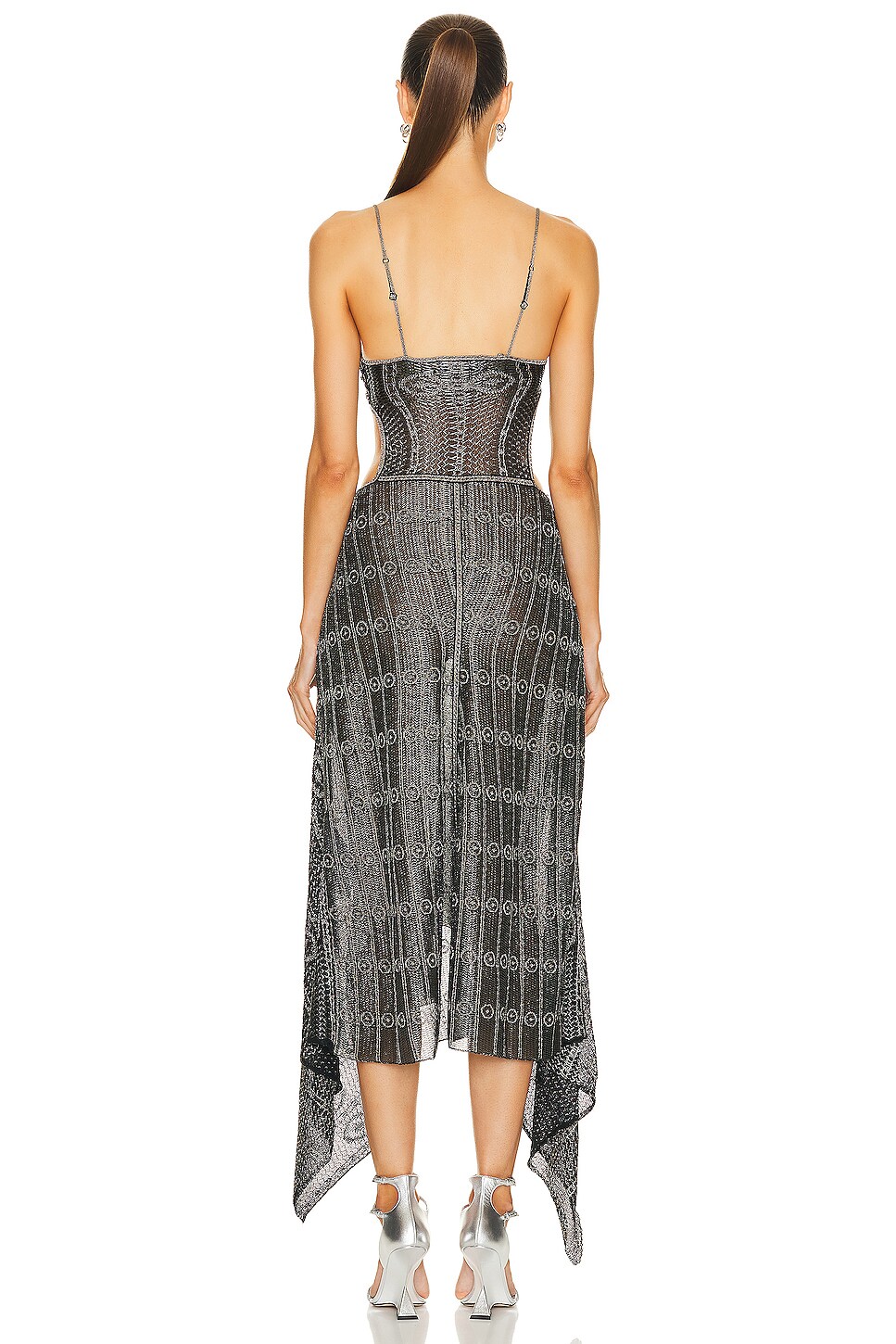 THE ATTICO Sleeveless Midi Dress in Black & Silver | FWRD