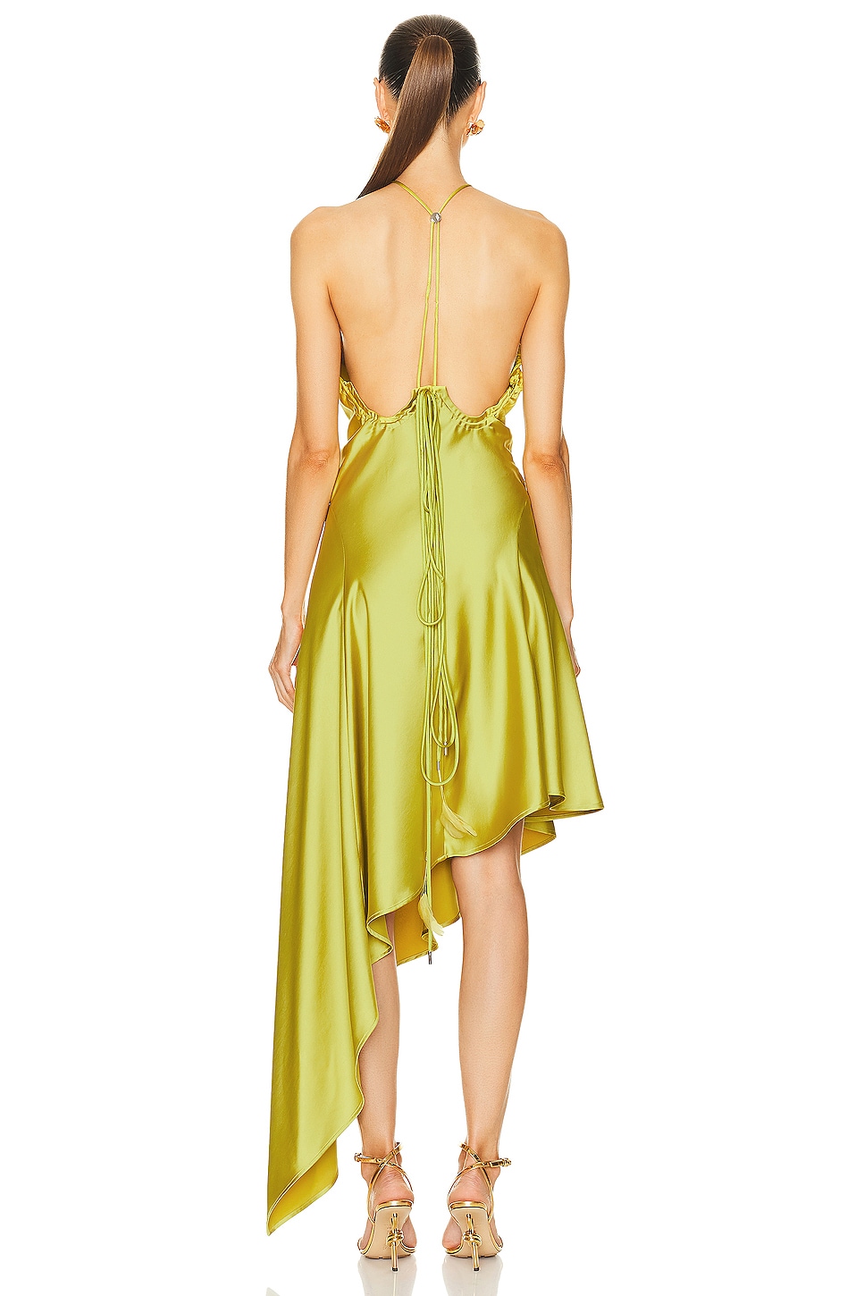 THE ATTICO Asymmetrical Mini Dress in Lime | FWRD