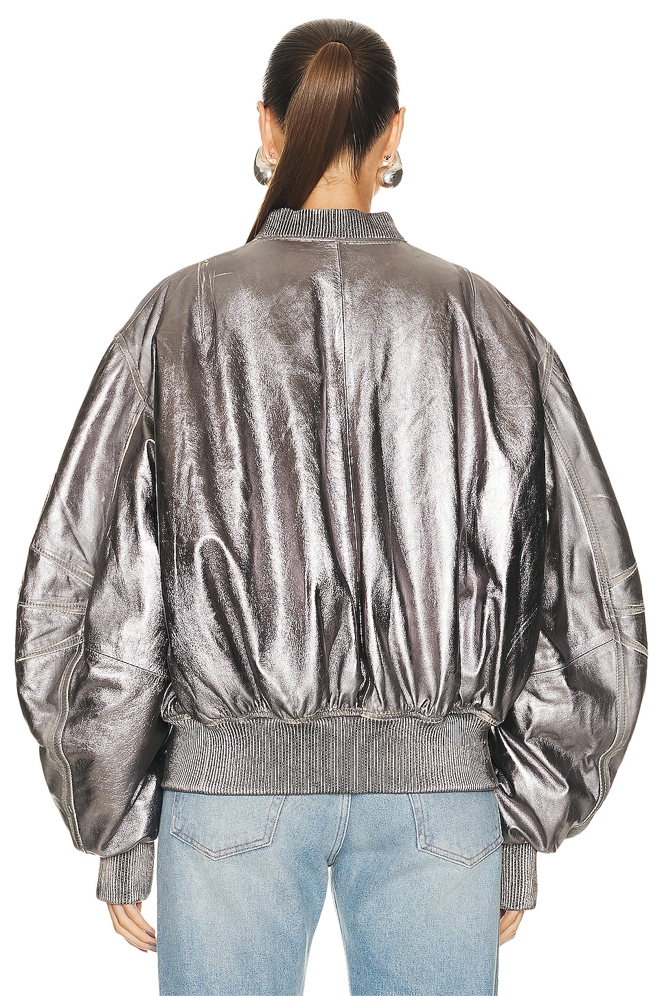 THE ATTICO Mirror Leather Jacket in Silver | FWRD