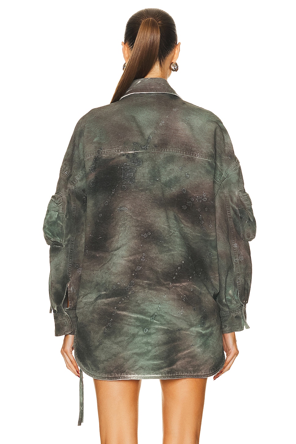 THE ATTICO Fern Short Coat in Stained Green Camouflage | FWRD