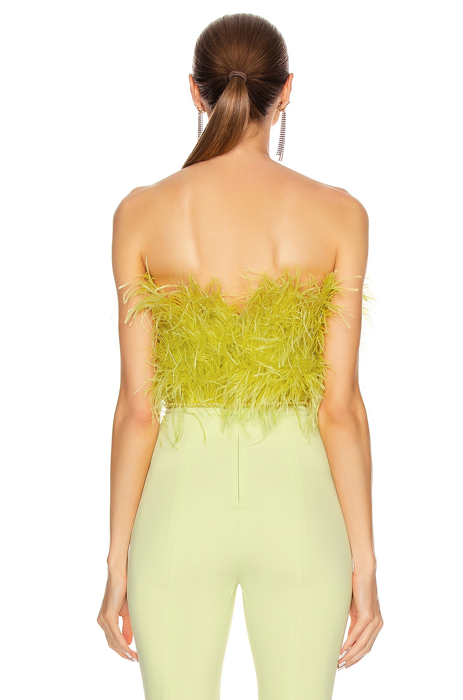 THE ATTICO Ostrich Feather Strapless Top in Lime | FWRD