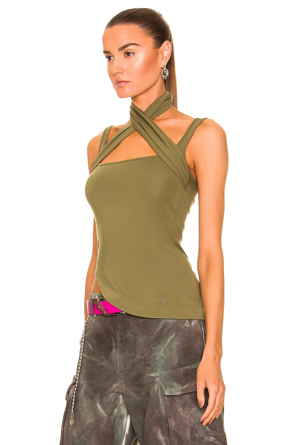 THE ATTICO Yuri Top in Olive | FWRD