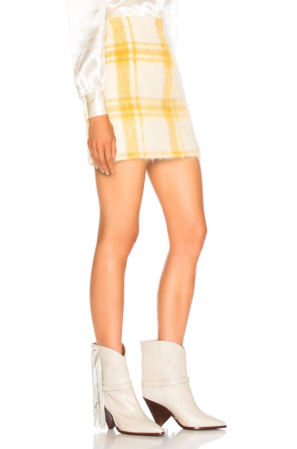 ALEXACHUNG B Line Mini Skirt in Yellow & White | FWRD