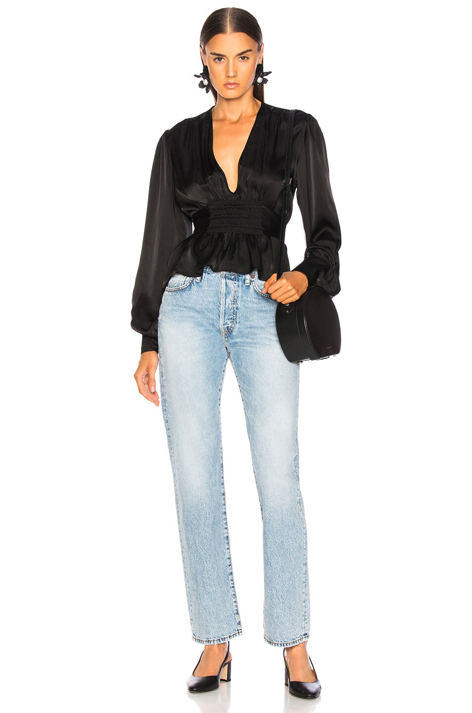 ALEXACHUNG Evening Smock Top in Black | FWRD