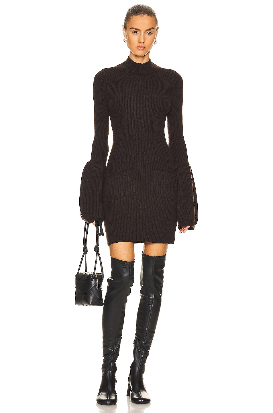 Alexander Wang Mock Neck Mini Dress in Cola | FWRD