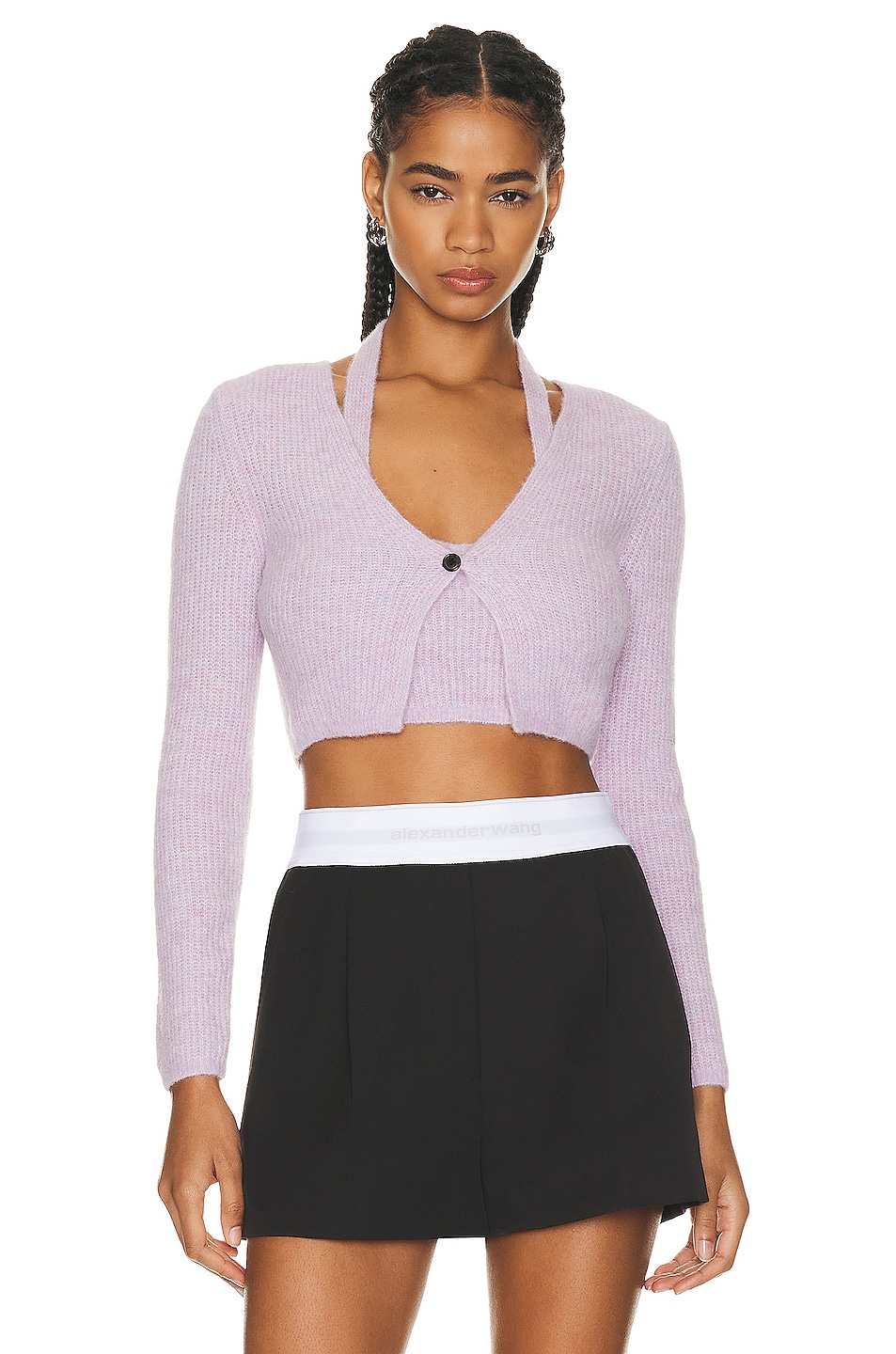 Alexander Wang Twinset Halter Cardigan in Lavender Frost | FWRD