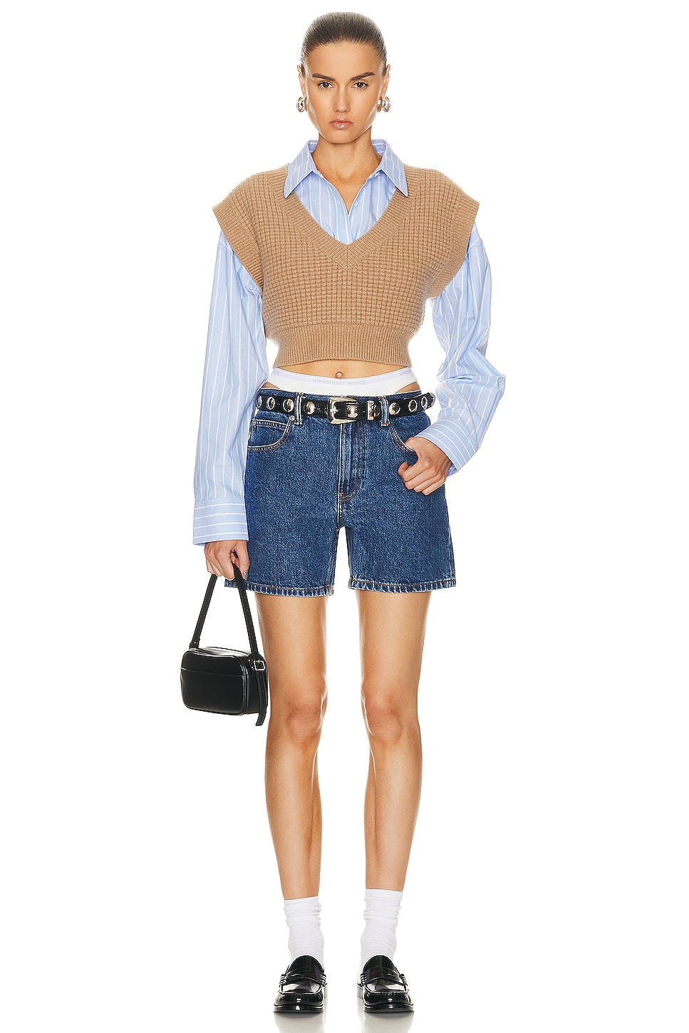 Alexander Wang V-neck Waffle Vest in Camel | FWRD