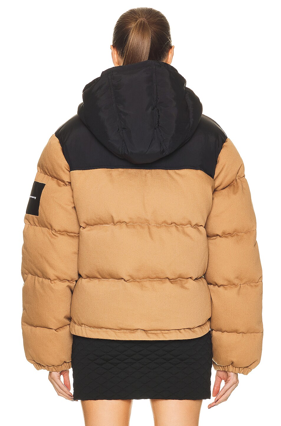 Alexander Wang Color Block Hooded Puffer Jacket in Khaki | FWRD