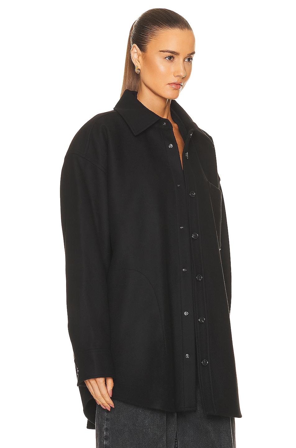 Alexander Wang Flag Tag Oversized Shirt Coat in Black | FWRD