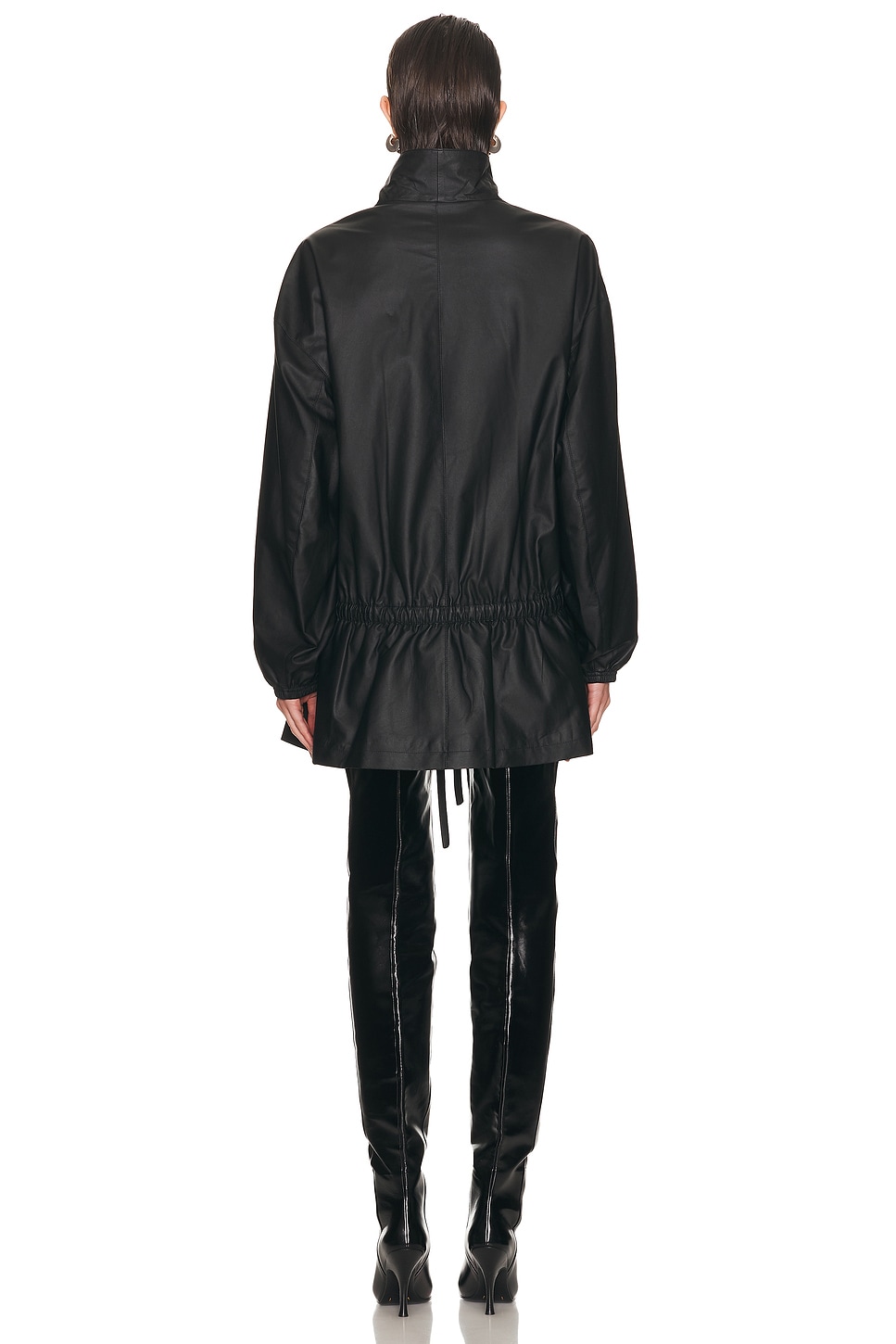 Alexander Wang Drop Waist Leather Parka in Black | FWRD