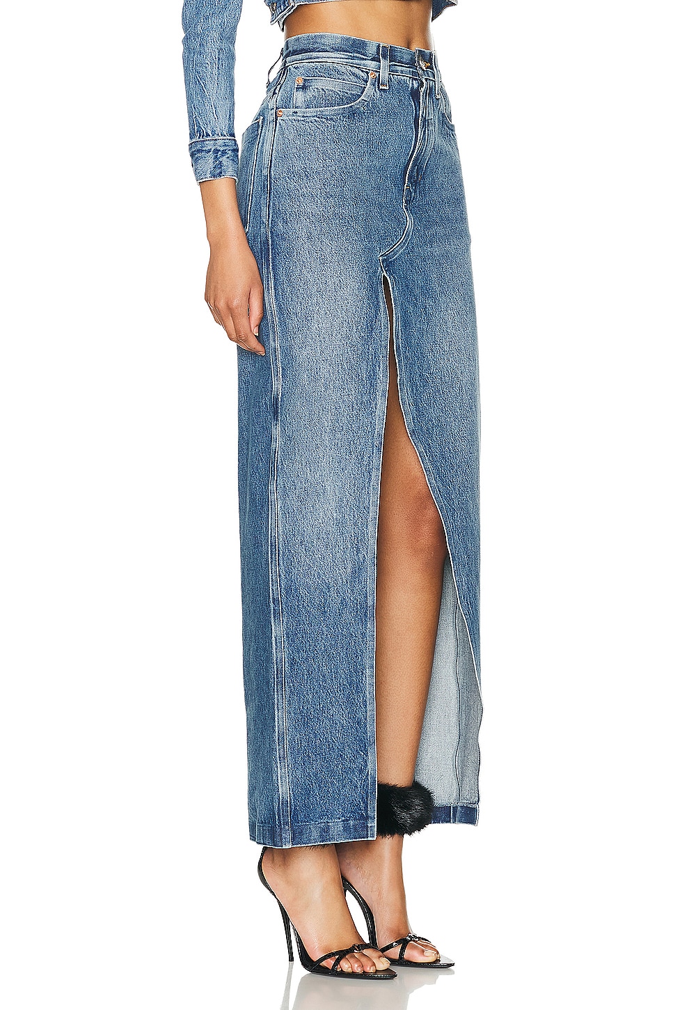 Alexander Wang Bonded Seams Long Crossover Skirt in Vintage Medium Indigo | FWRD