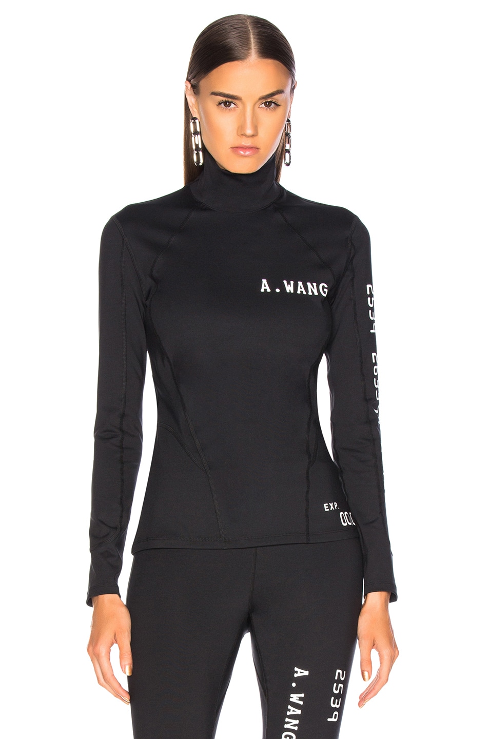 Alexander Wang Long Sleeve Scuba Rash Guard Top in Black | FWRD
