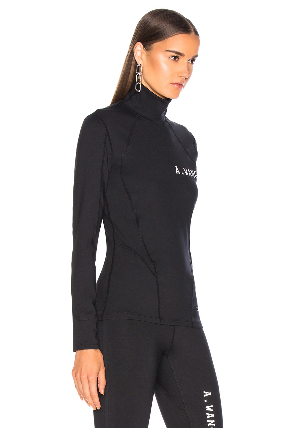 Alexander Wang Long Sleeve Scuba Rash Guard Top in Black | FWRD