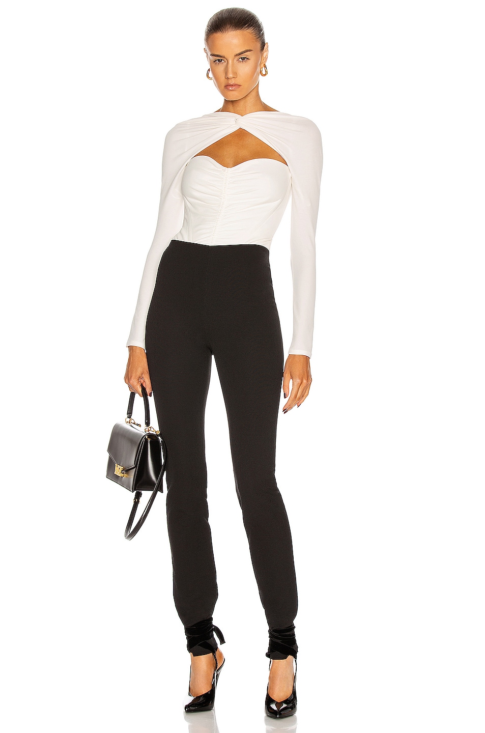 Alexander Wang Long Sleeve Boned Bodysuit In Ivory Fwrd