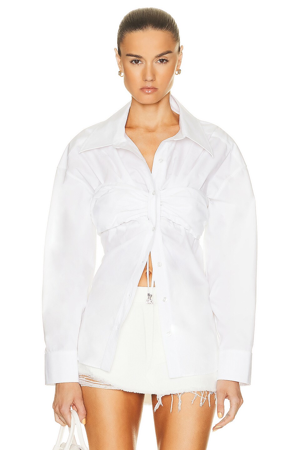 Alexander Wang Ruched Bandeau Shirt in White | FWRD