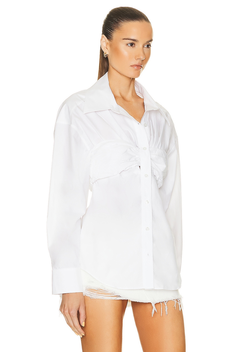 Alexander Wang Ruched Bandeau Shirt in White | FWRD