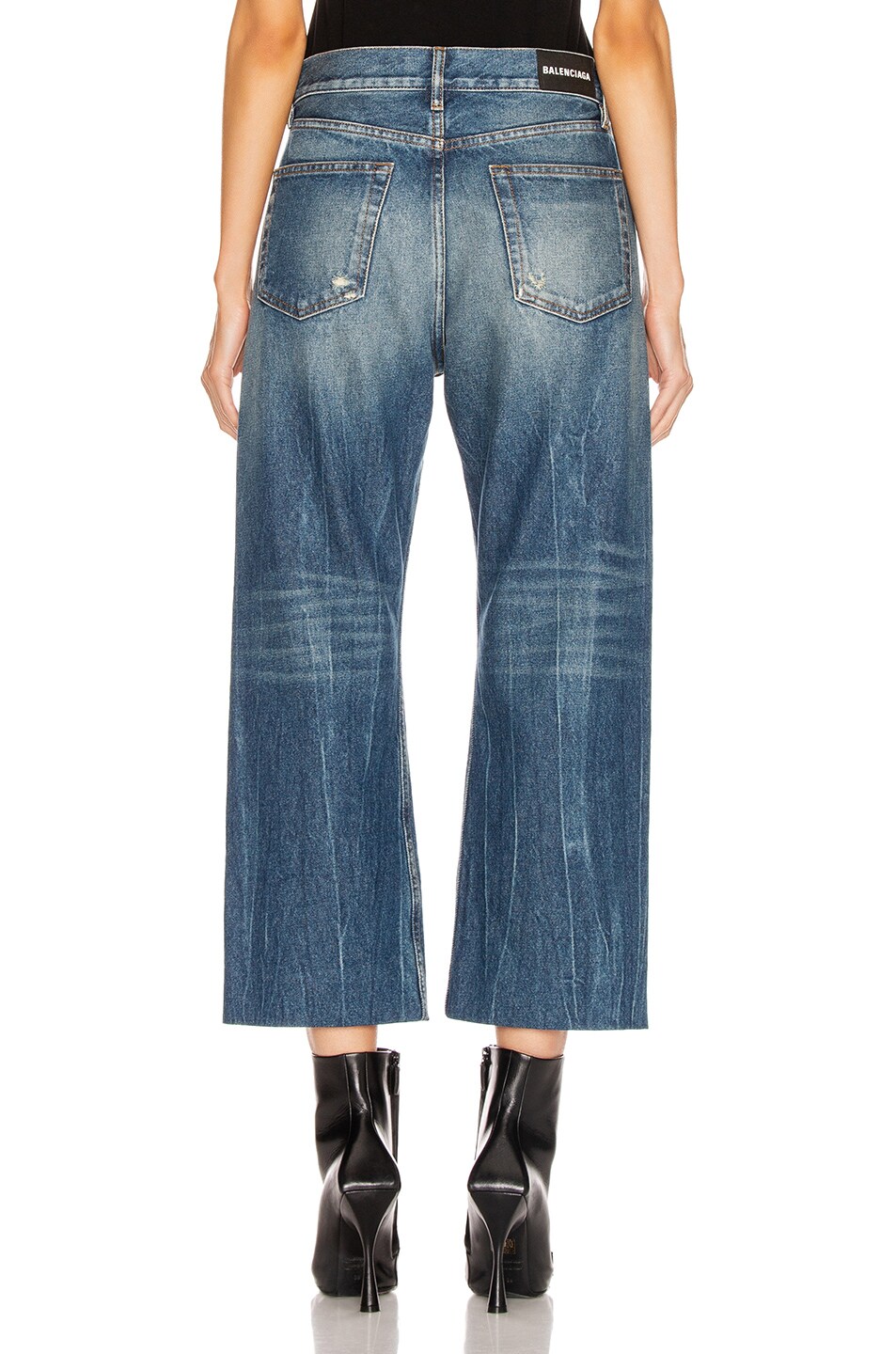 Balenciaga Cropped Denim Jeans in Authentic Dark Blue | FWRD