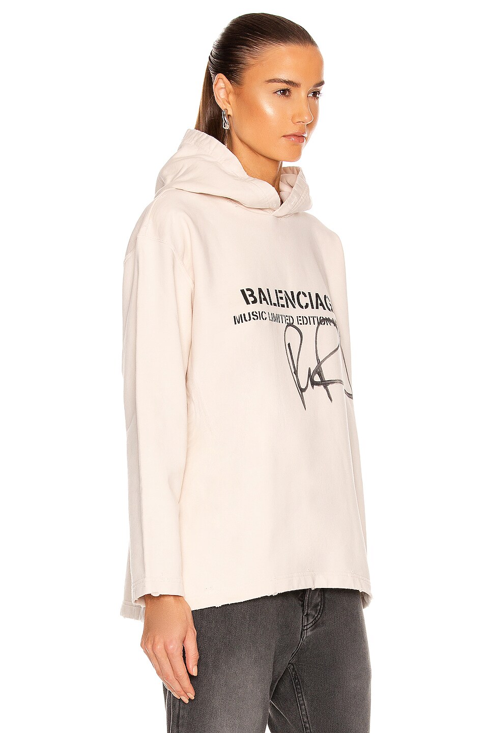 Balenciaga RuPaul Cropped Hoodie in Chalky White & Washed Black | FWRD