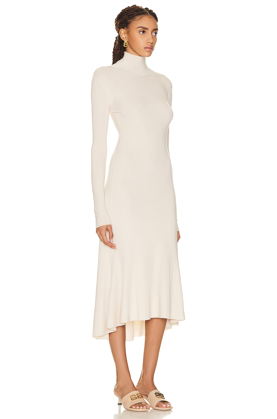 Balenciaga Godet Dress in Beige | FWRD