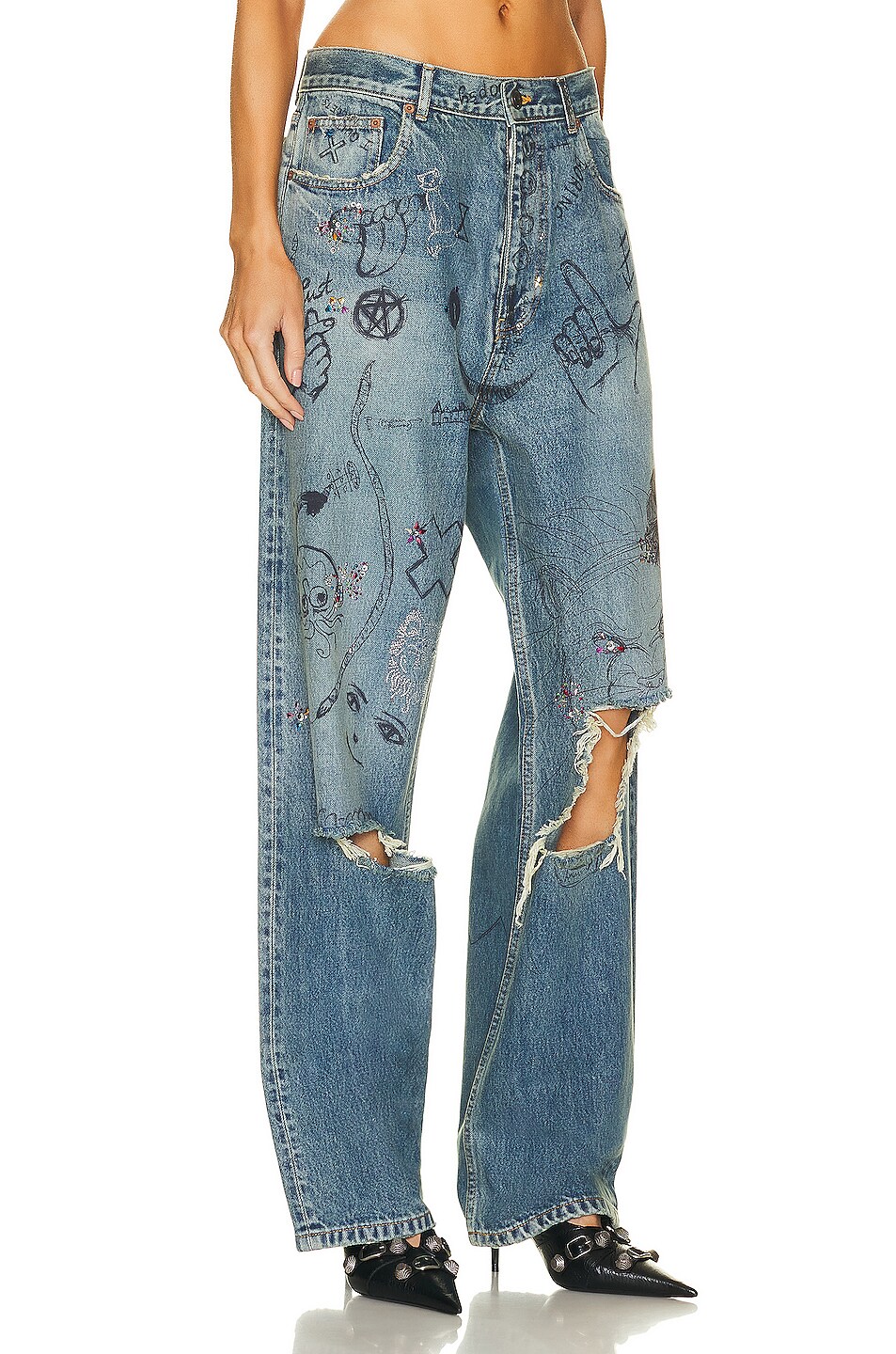 Balenciaga Loose Fit Pant in True Blue | FWRD