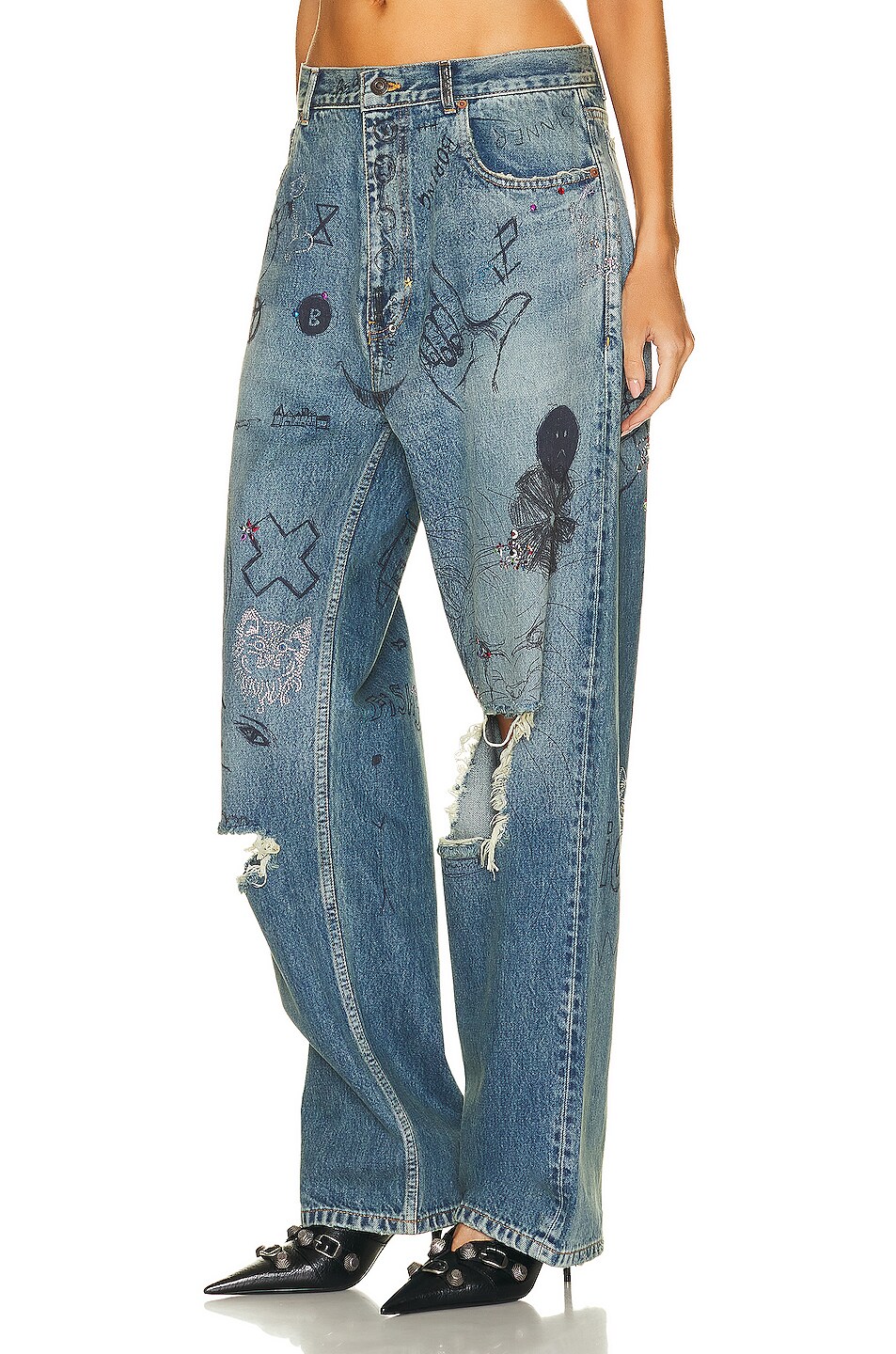 Balenciaga Loose Fit Pant in True Blue | FWRD