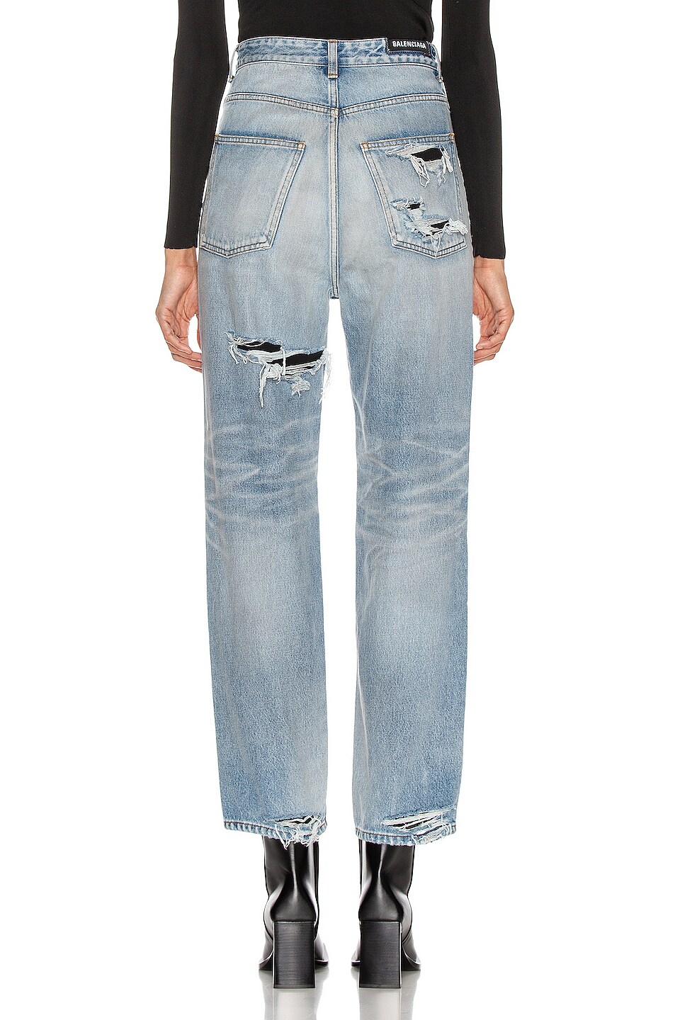 Balenciaga Ripped Regular Jean in Dirty Light Vintage Blue | FWRD