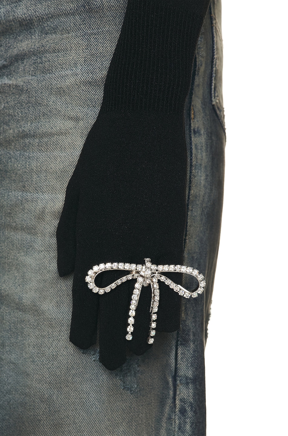 Balenciaga Archive Ribbon Ring in Silver & Crystal | FWRD