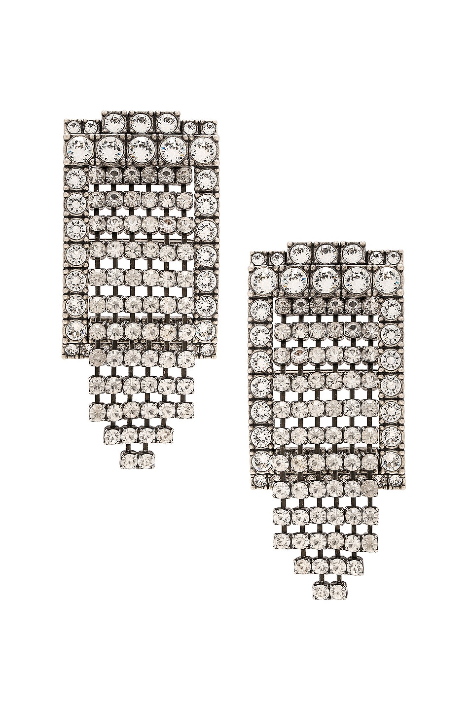 Balenciaga Club Earrings in Antique Silver & Crystal | FWRD
