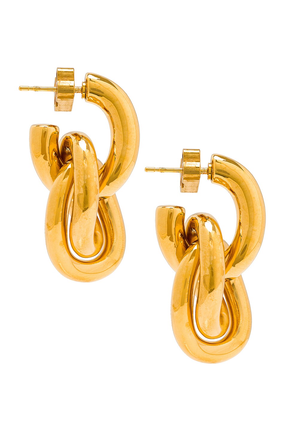 Balenciaga Triple Loop Earrings in Shiny Gold | FWRD