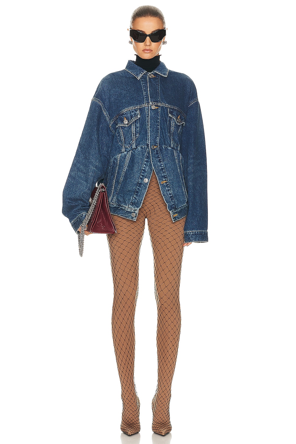 Balenciaga Swing Denim Jacket in Blue Couture | FWRD