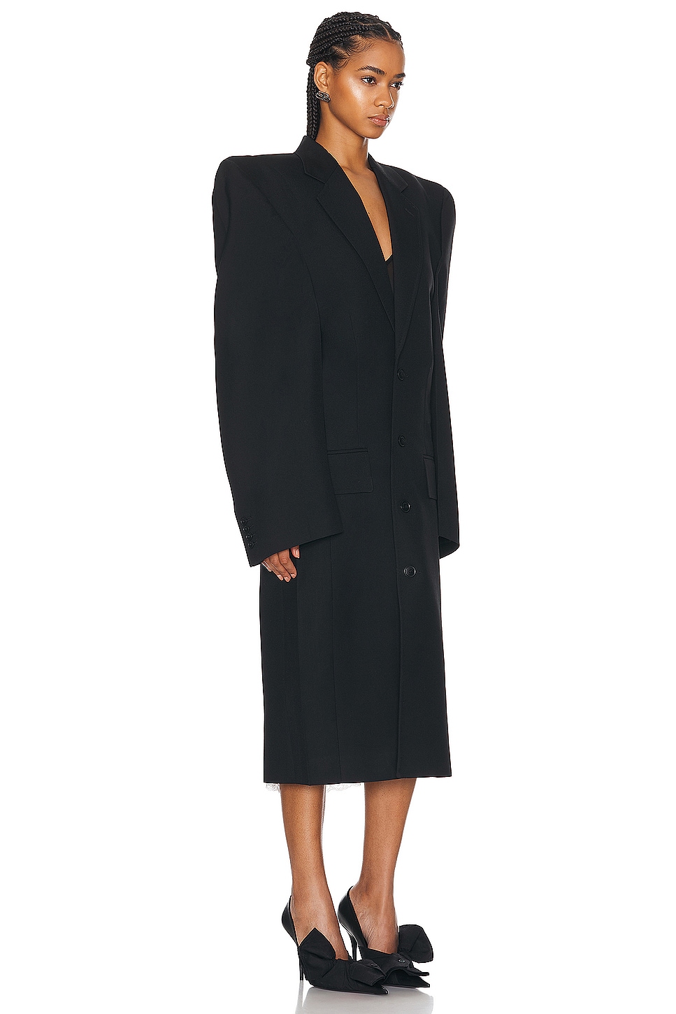 Balenciaga Cut Away Boxy Coat in Black | FWRD