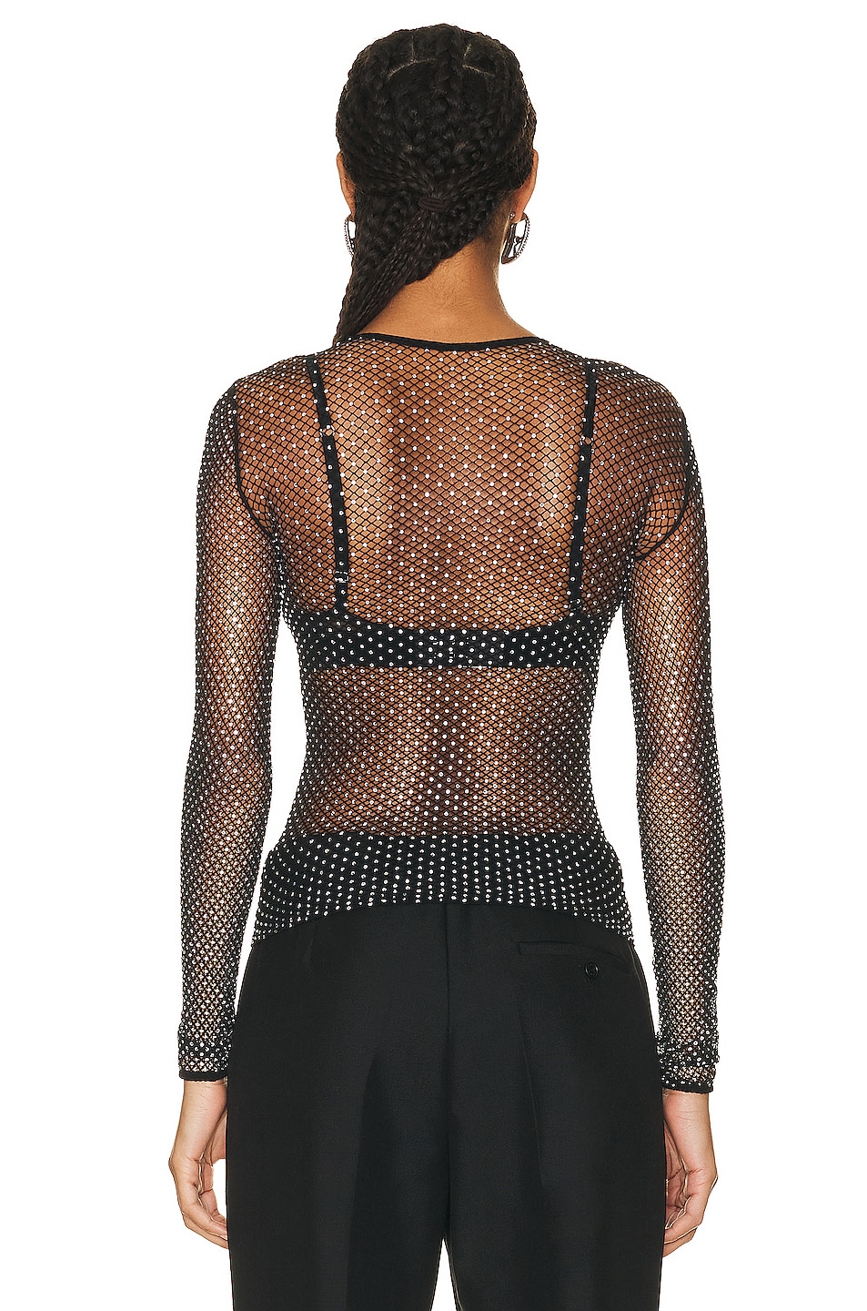 Balenciaga Crystal Mesh Top in Black & Silver | FWRD