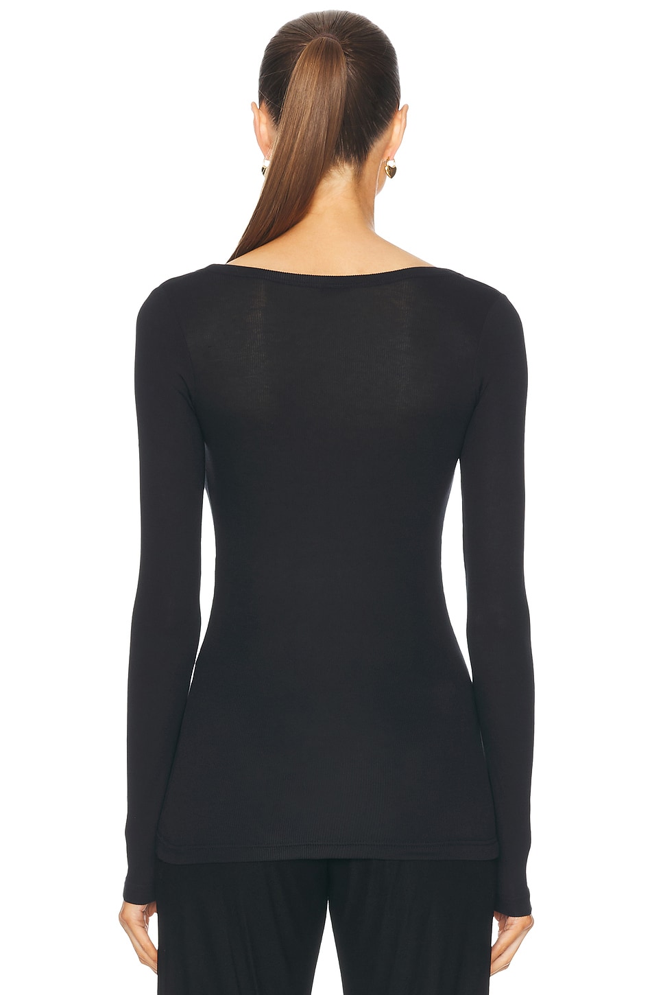 Balenciaga Long Sleeve Decollete Top in Black | FWRD