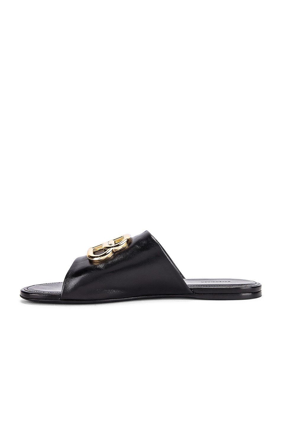 Balenciaga Ovall BB Slides in Black & Gold | FWRD