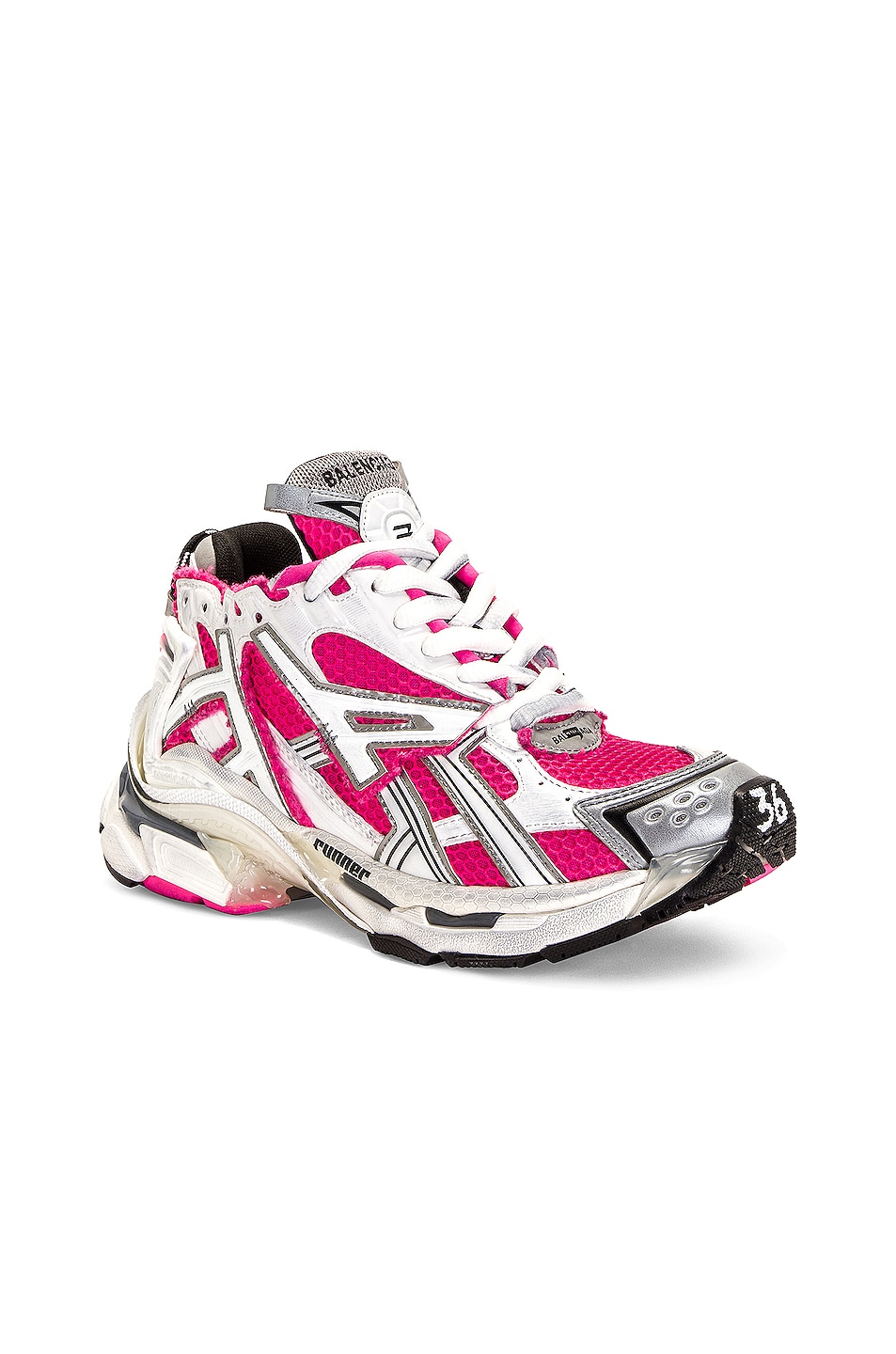 Balenciaga Runner Sneaker in White, Fluo Pink, Grey, & Black | FWRD