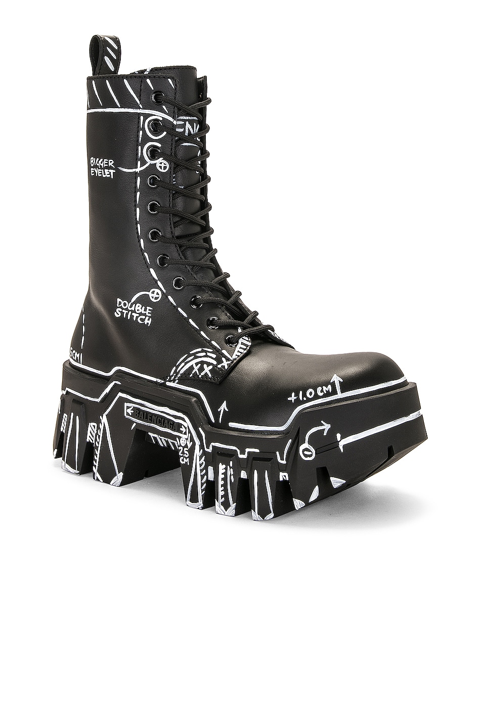 Balenciaga Bulldozer Lace Up Boots in Black & White | FWRD
