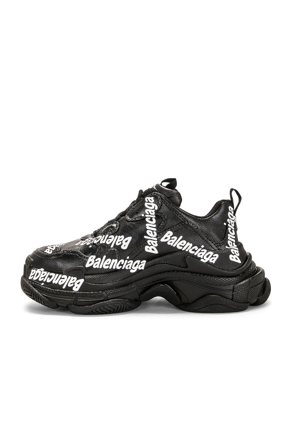 Balenciaga Triple S Logo Type Sneaker in Black & White | FWRD