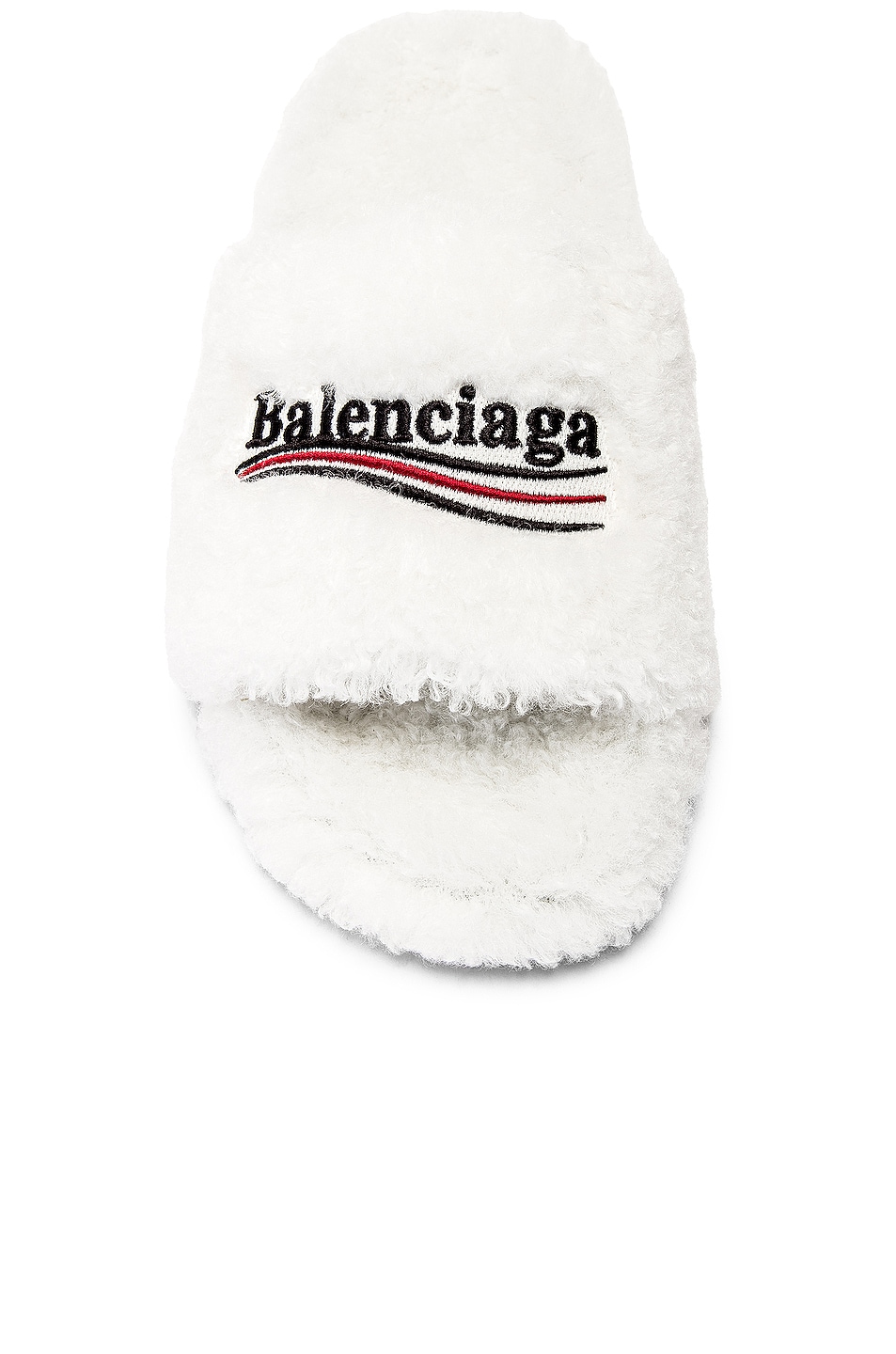 Balenciaga Furry Slide in White | FWRD
