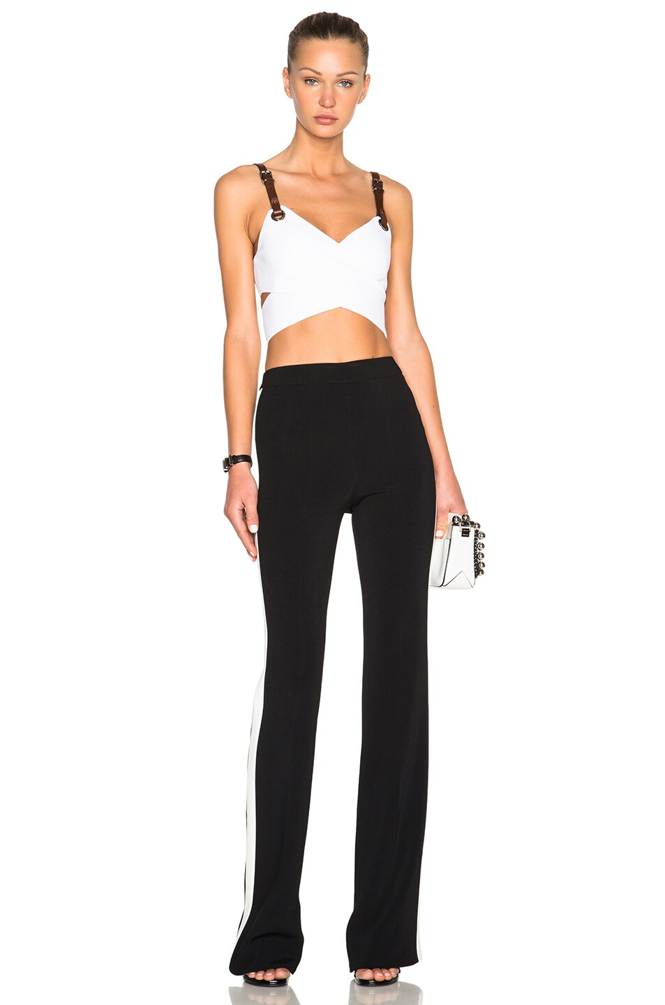Barbara Bui Wrap Crop Top in White | FWRD